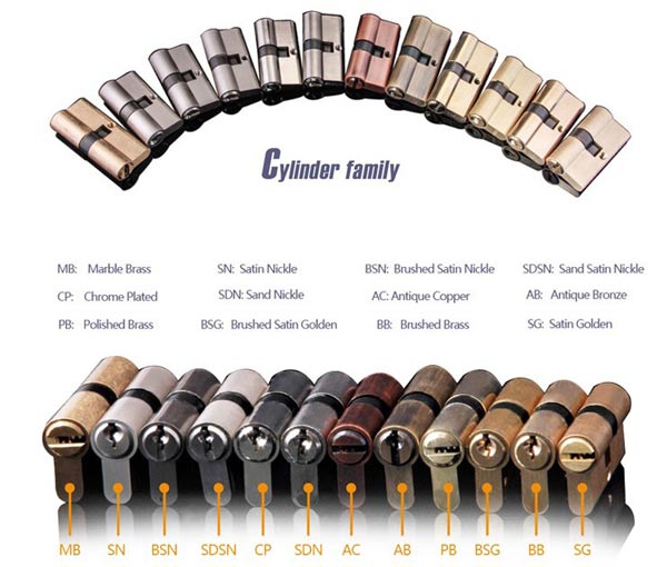 Various Cylinder Finishes(Color) For Option - Door handle manufacture